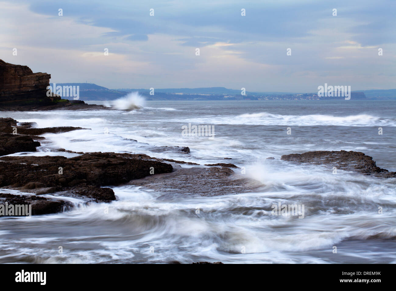 View across the Waves to Scarborough from Filey Brigg Filey North ...