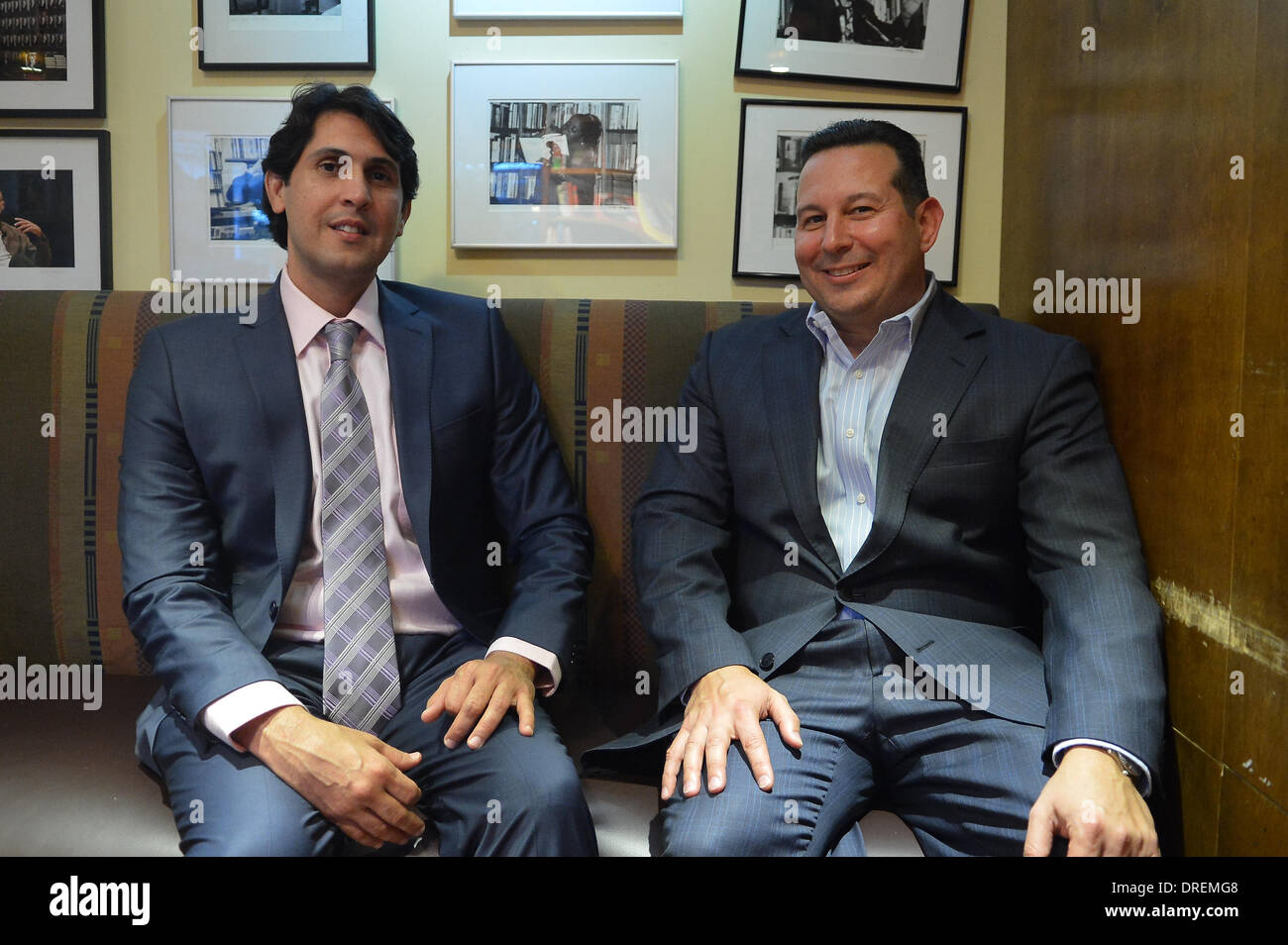 Criminal defense attorney Jose Baez (R) and Juan Gonzalez greets fans ...