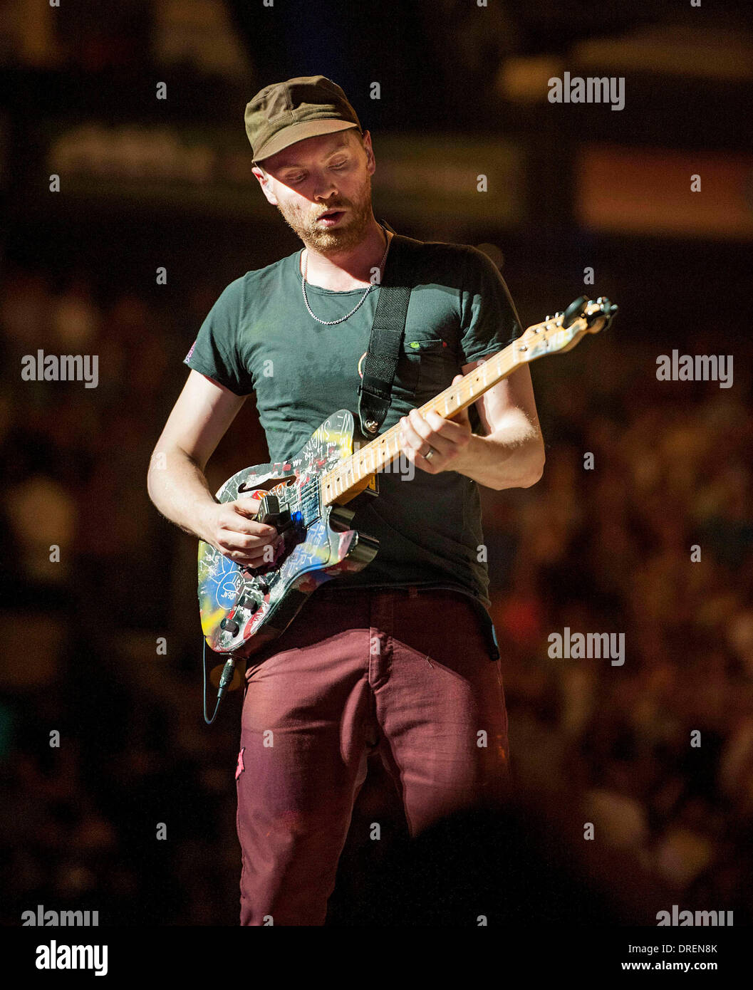 Coldplay performing in concert at The Boston Garden in Boston ...