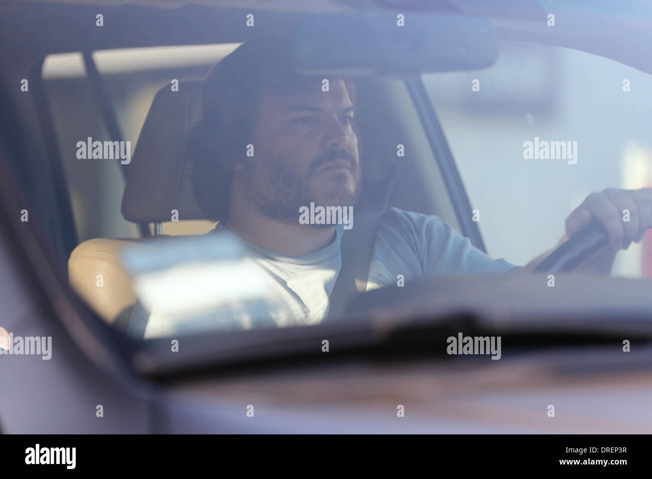 Jack Black driving through Beverly Hills Los Angeles, California - 31. ...