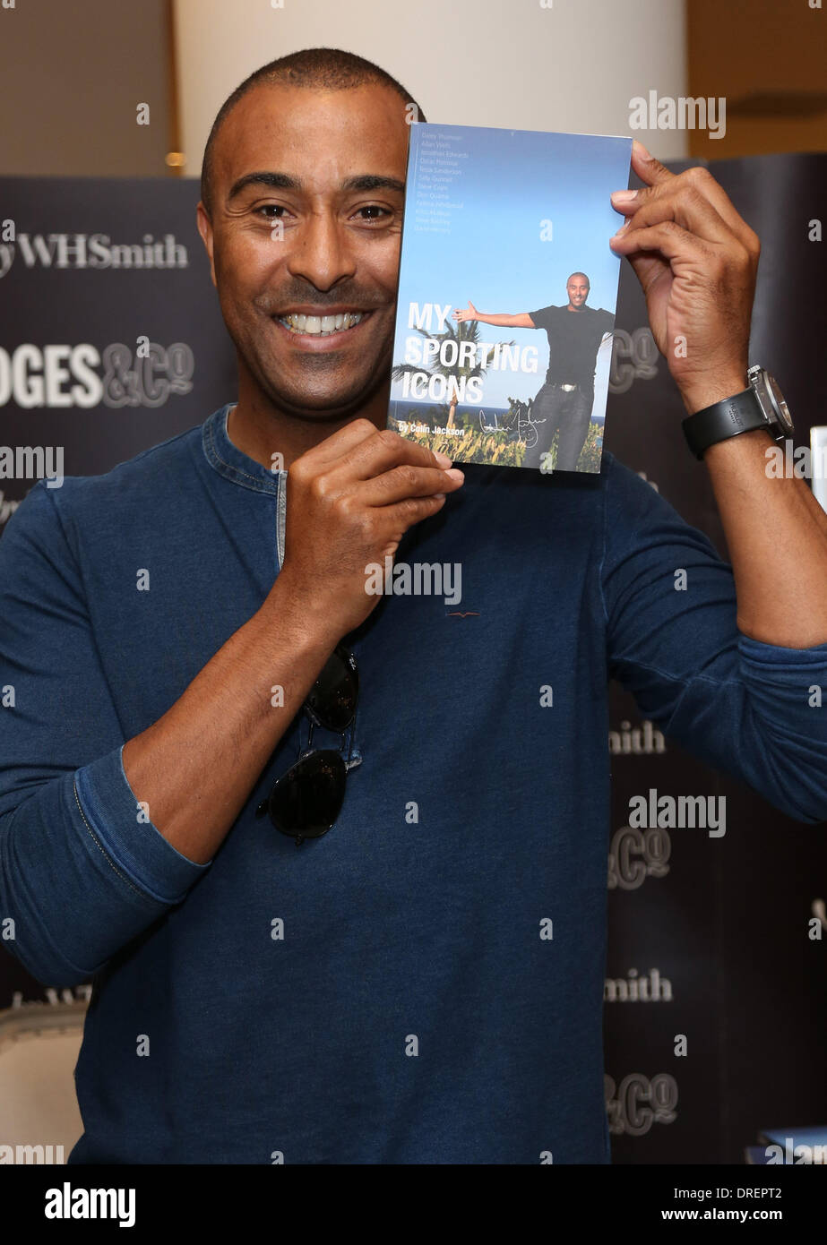 Colin Jackson signs copies of his book My Sporting Icons, to mark the ...