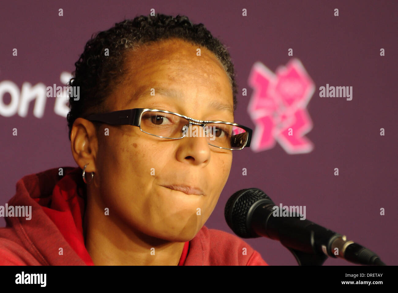 Hope Powell (Coach Team GB Women's Football) at a press conference. She ...