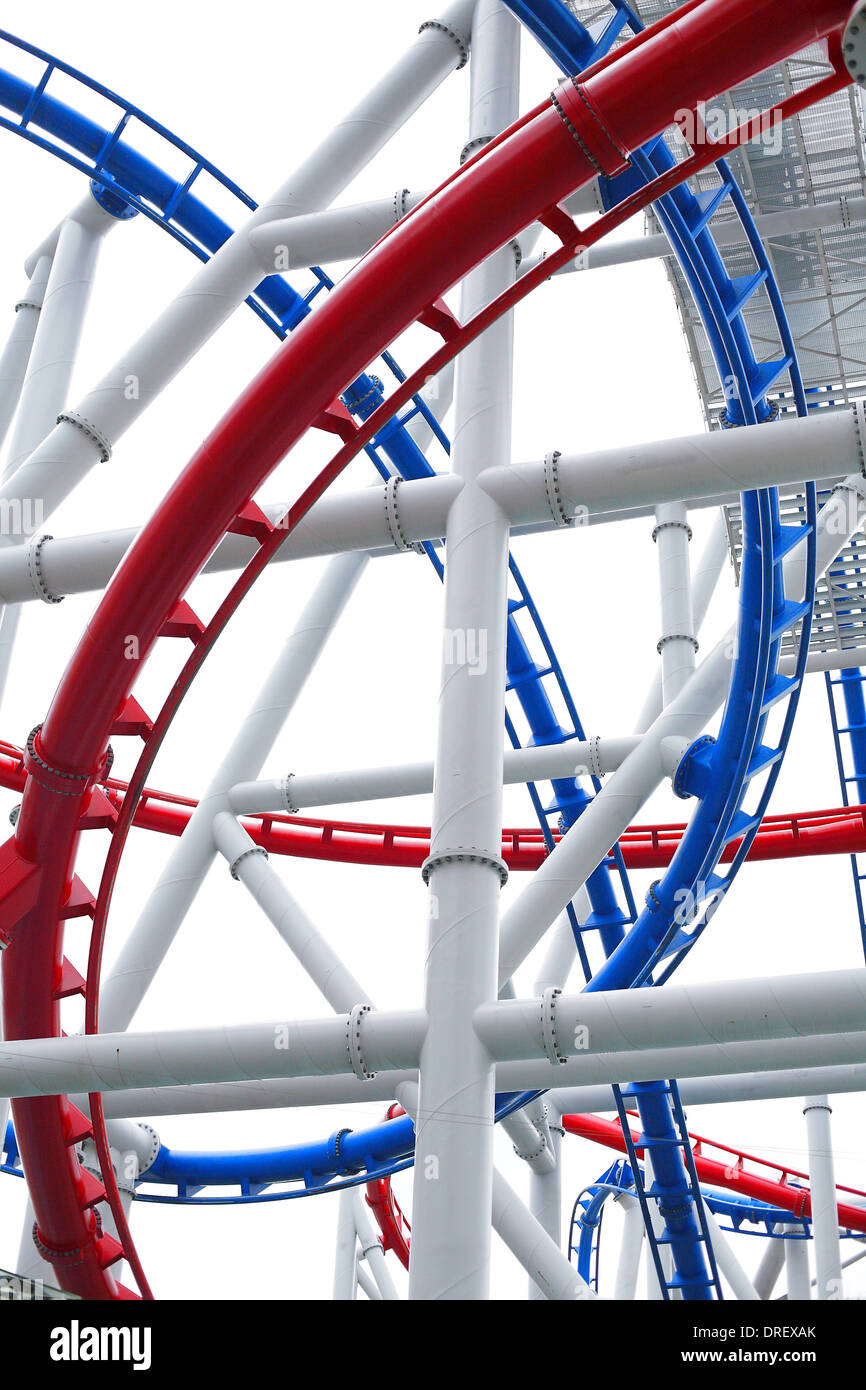 Line of roller coaster rail Stock Photo - Alamy