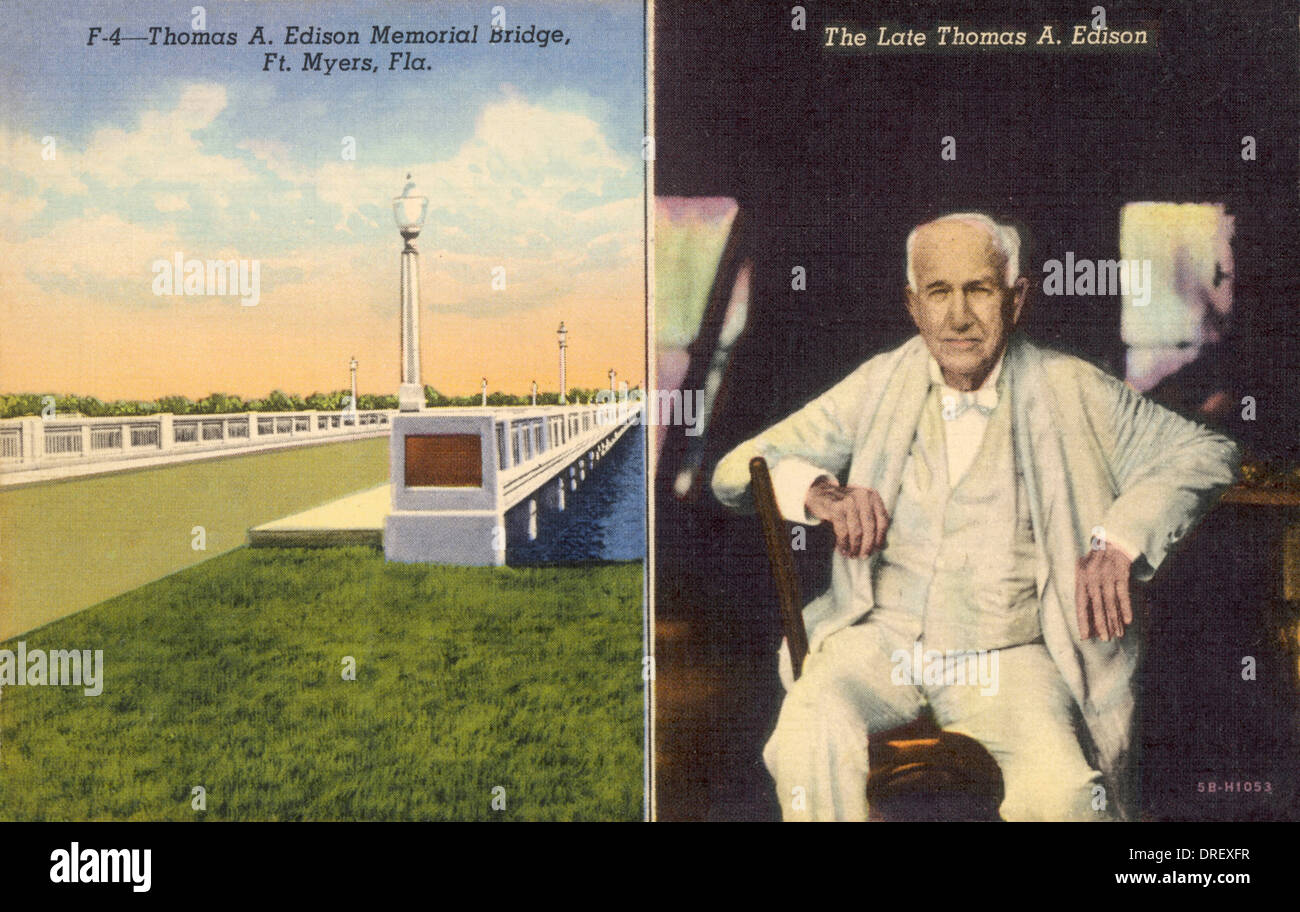 Thomas A. Edison memorial bridge, and Thomas Edison Stock Photo - Alamy