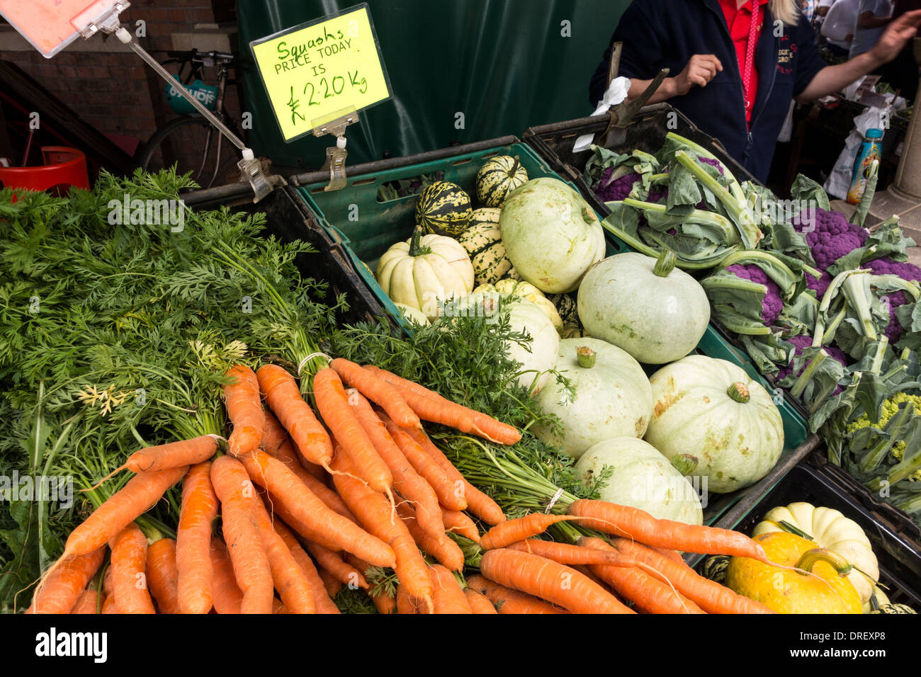 Carrots and Squashes on display at Farmer's Market, Stroud ...