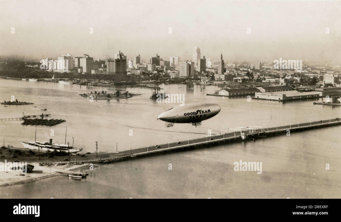 A Goodyear airship flying over Miami Stock Photo - Alamy