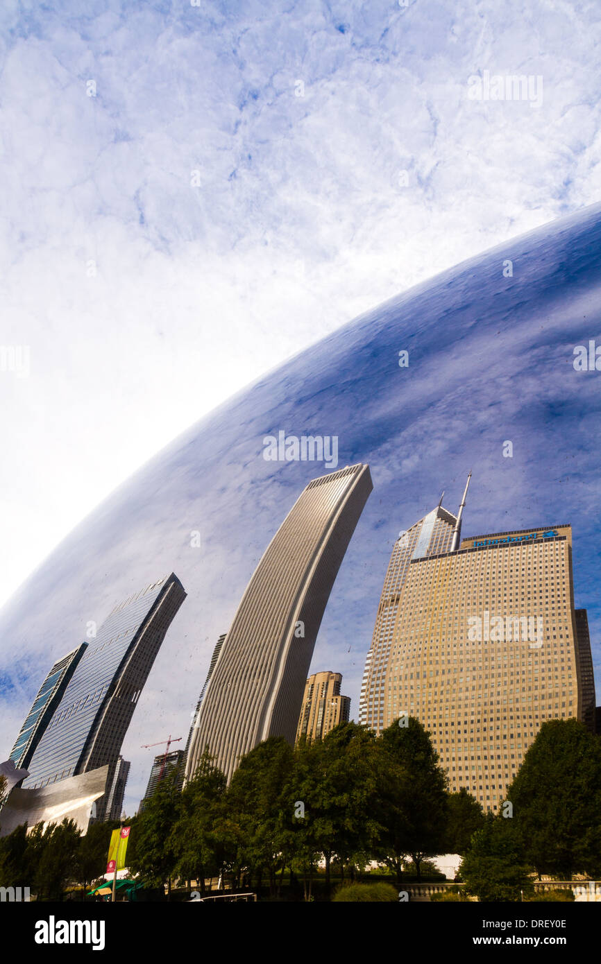 buildings reflected in Chicago's Cloud Gate Stock Photo - Alamy