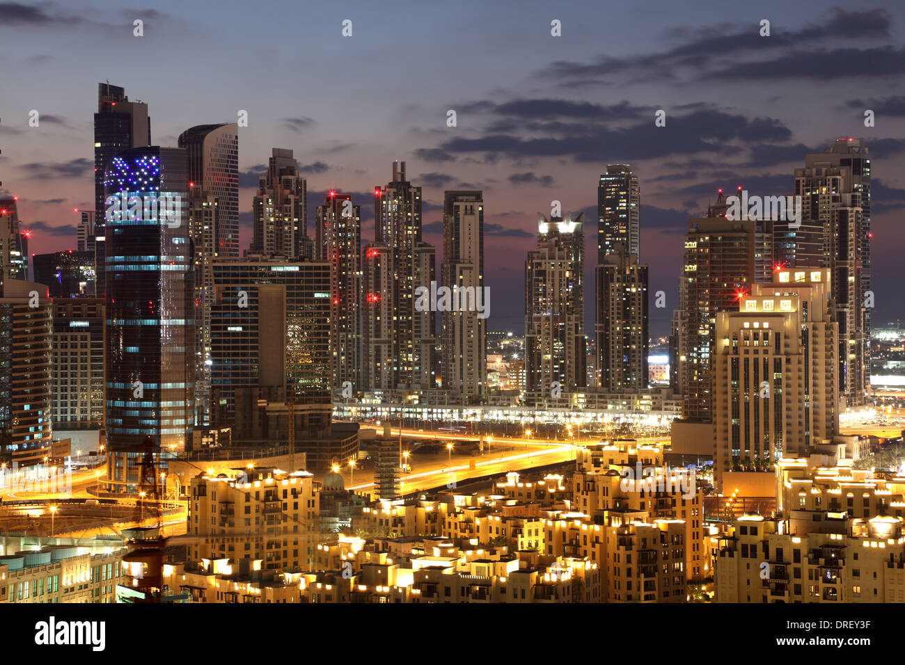 Twilight view downtown dubai hi-res stock photography and images - Alamy