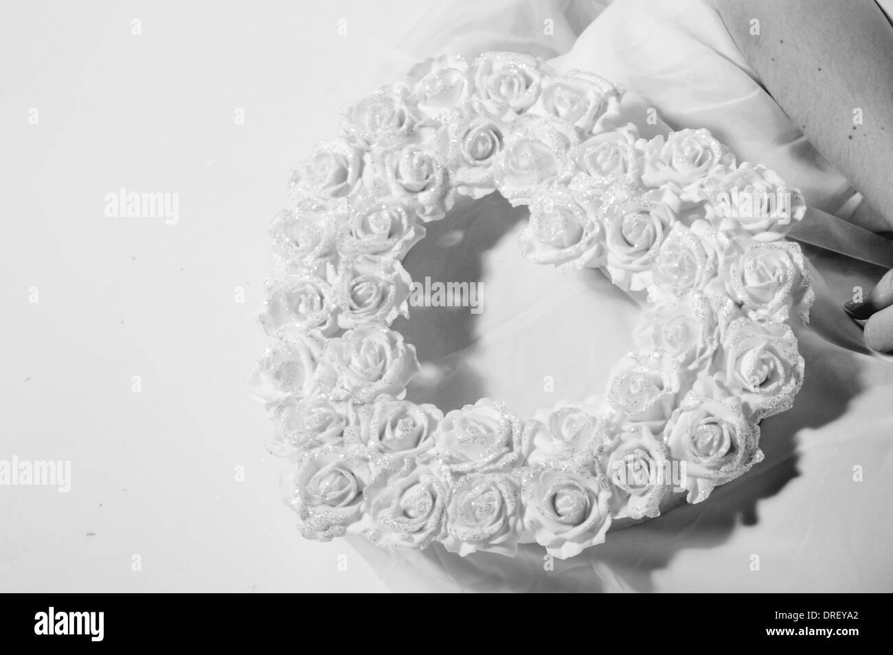 Heart Shaped Wedding Bouquet of White Roses Stock Photo - Alamy