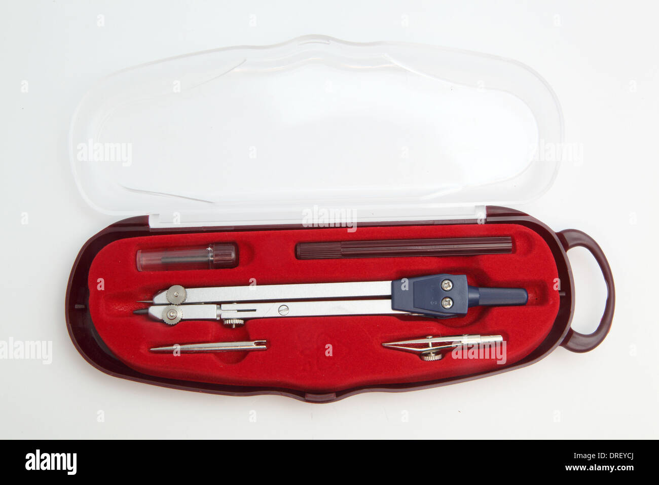 Compasses in red box Stock Photo - Alamy