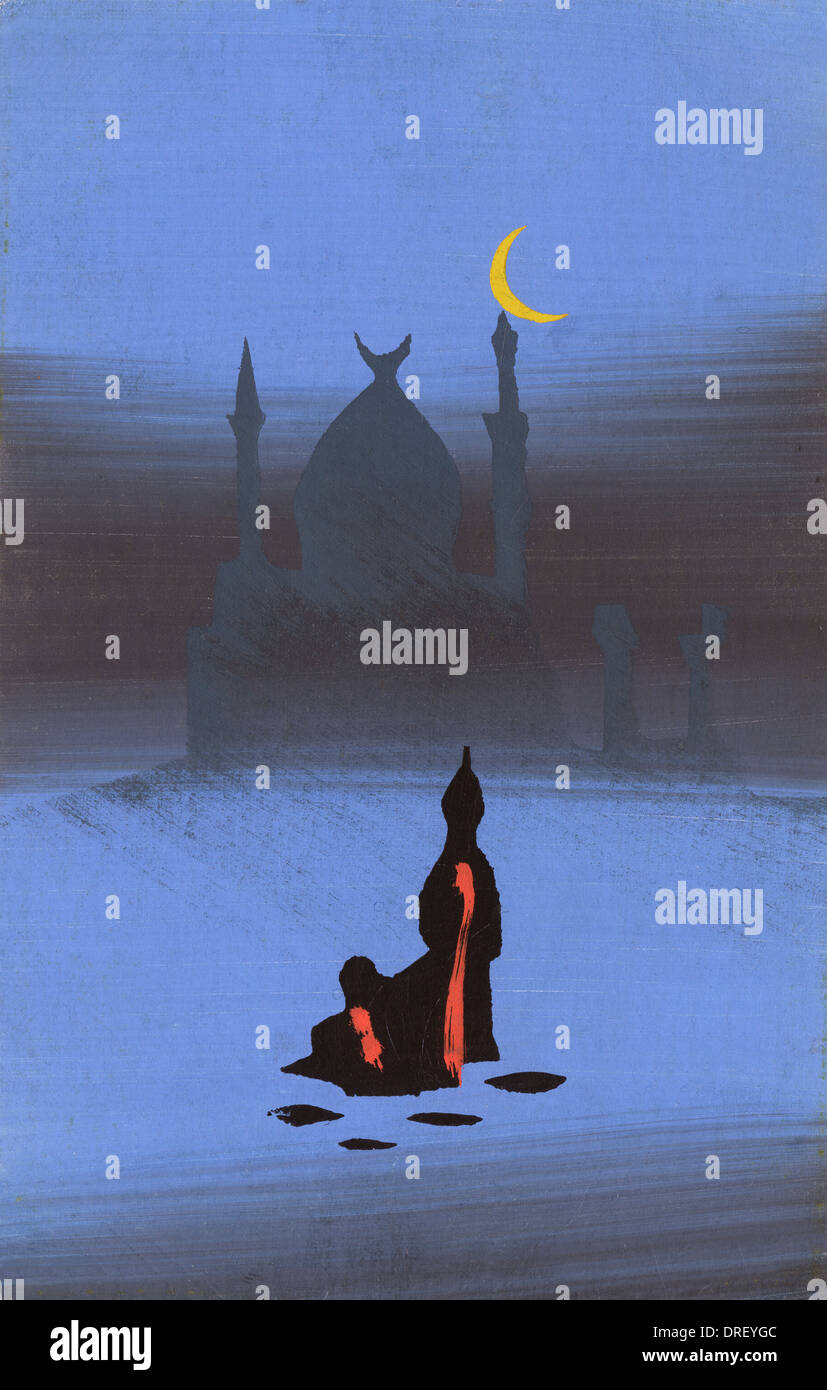 Eastern scene - Egyptian Mosque in moonlight Stock Photo - Alamy