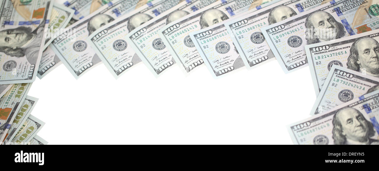 Pack of dollar bills on white background Stock Photo - Alamy