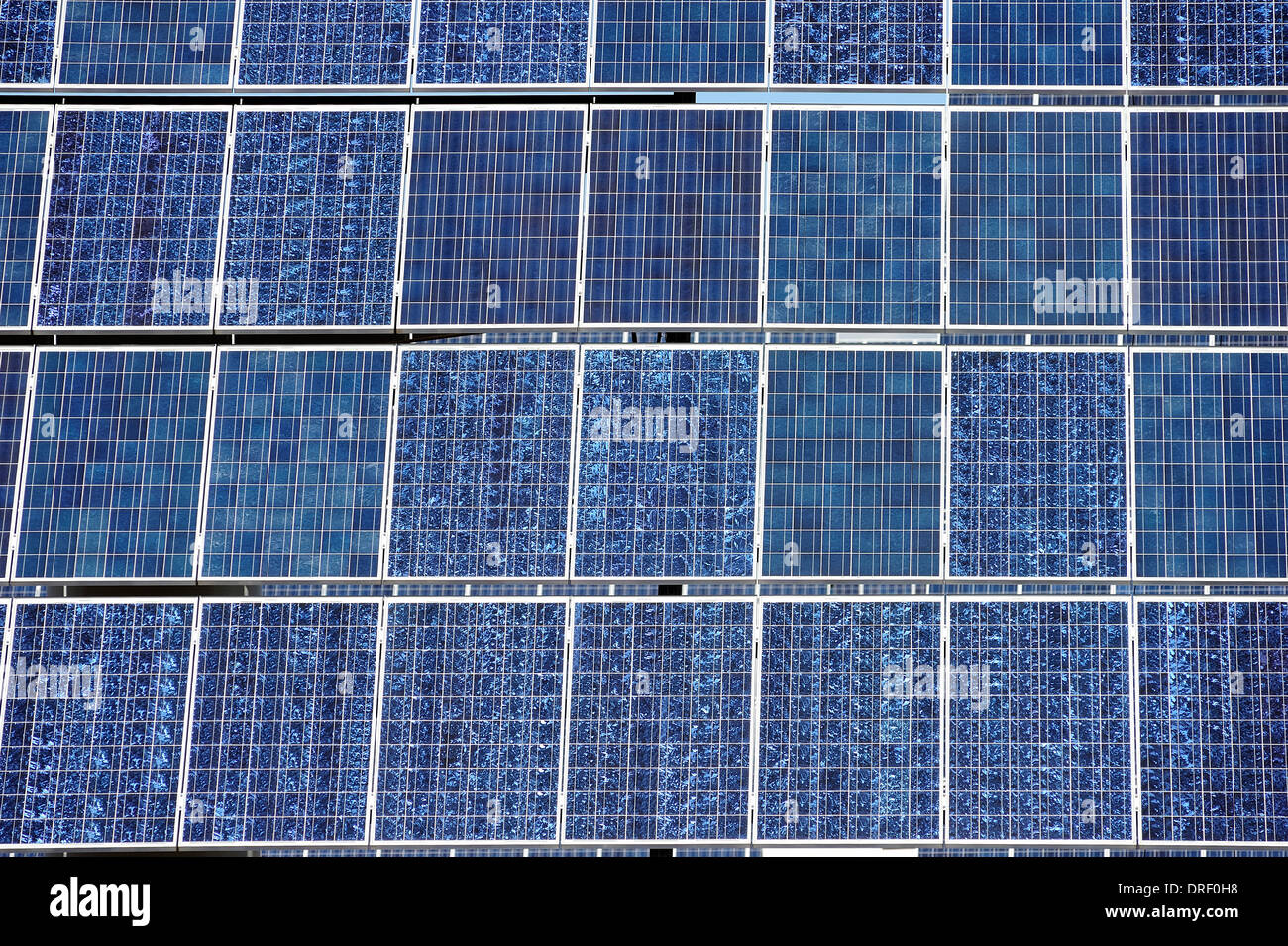 Solar power plant. Rows of photovoltaic arrays, La Rioja, Spain, Europe ...