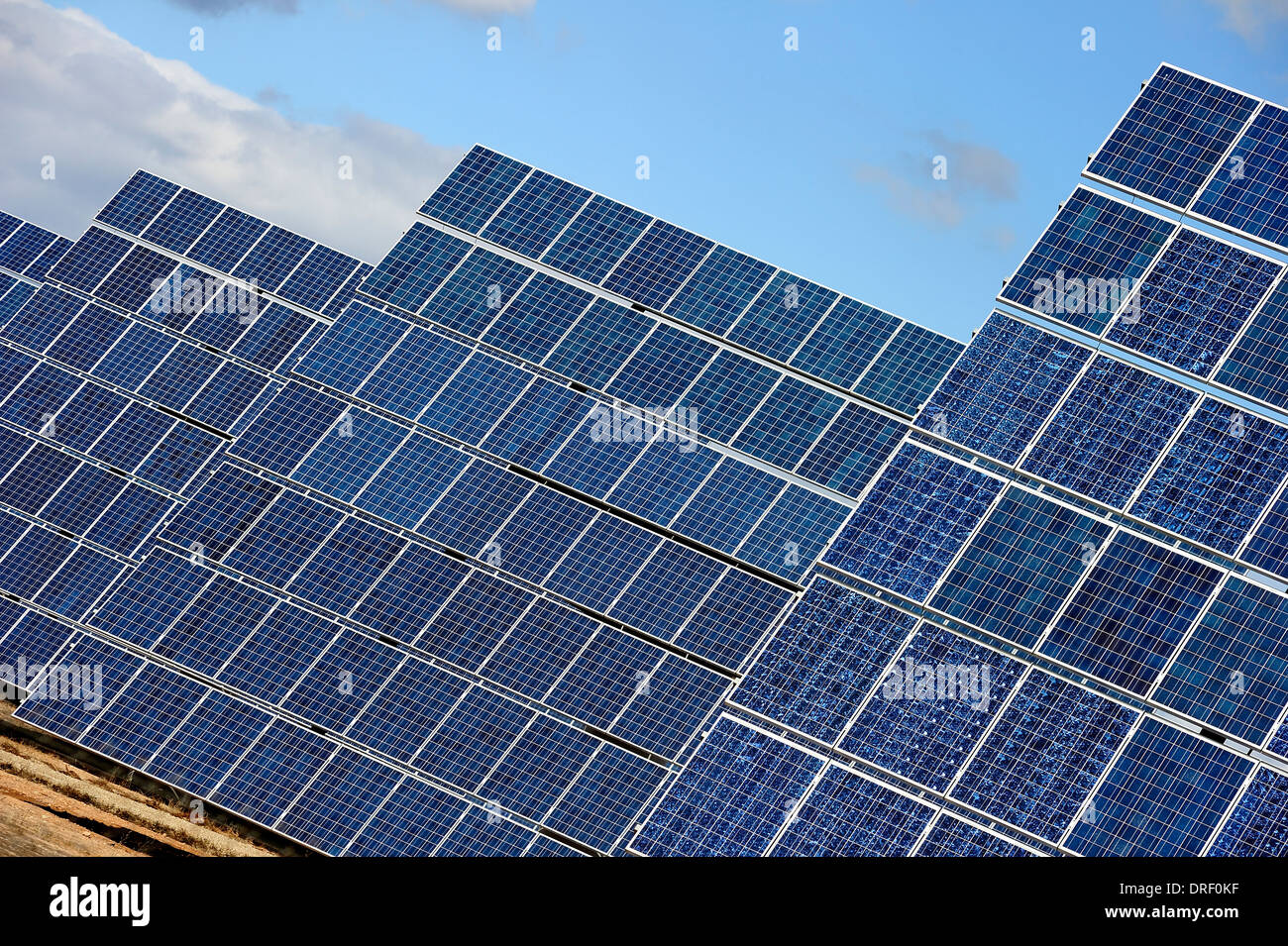 Solar power plant. Rows of photovoltaic arrays, La Rioja, Spain, Europe ...