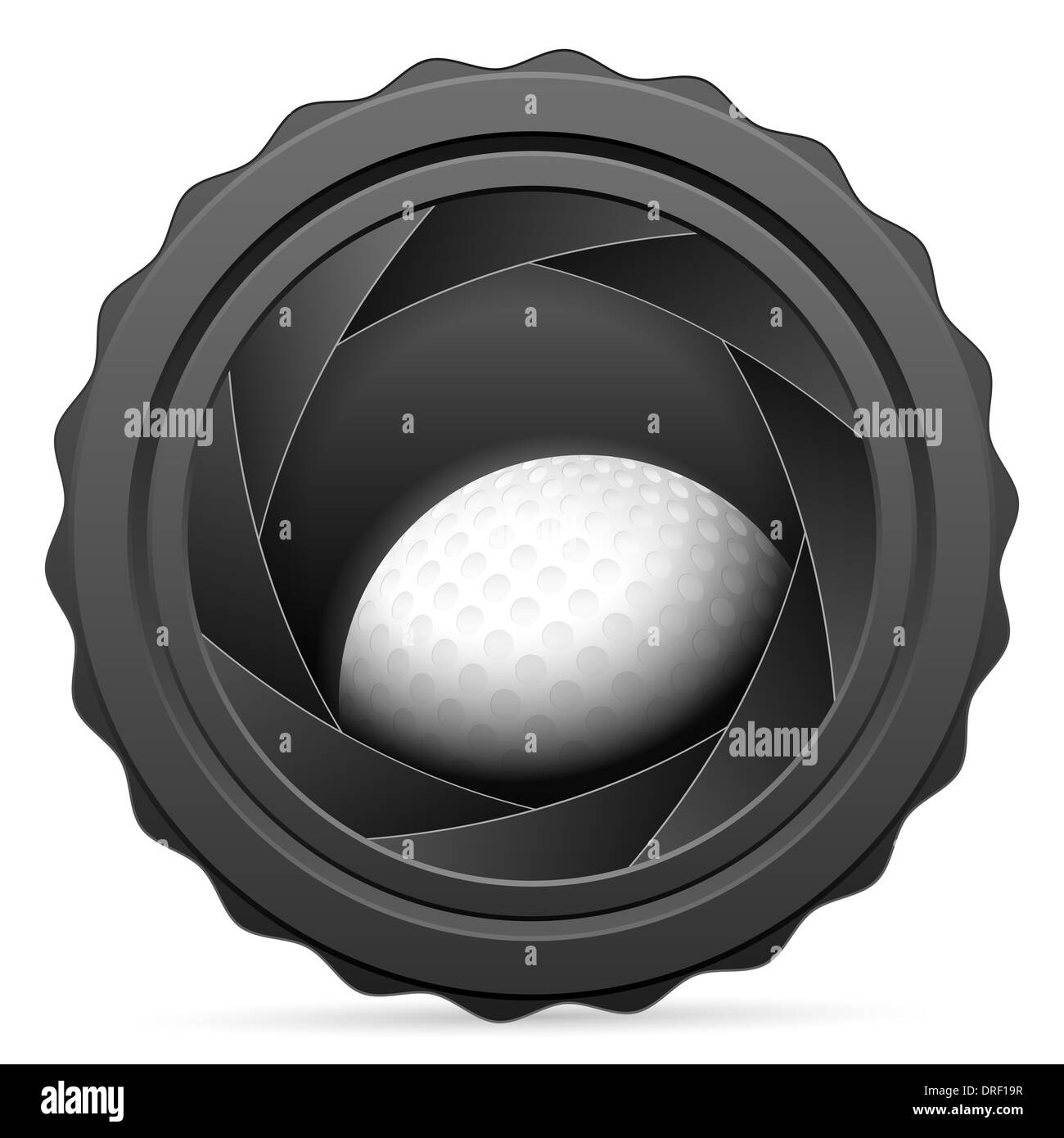 Camera shutter with golf ball on white background. Vector illustration ...