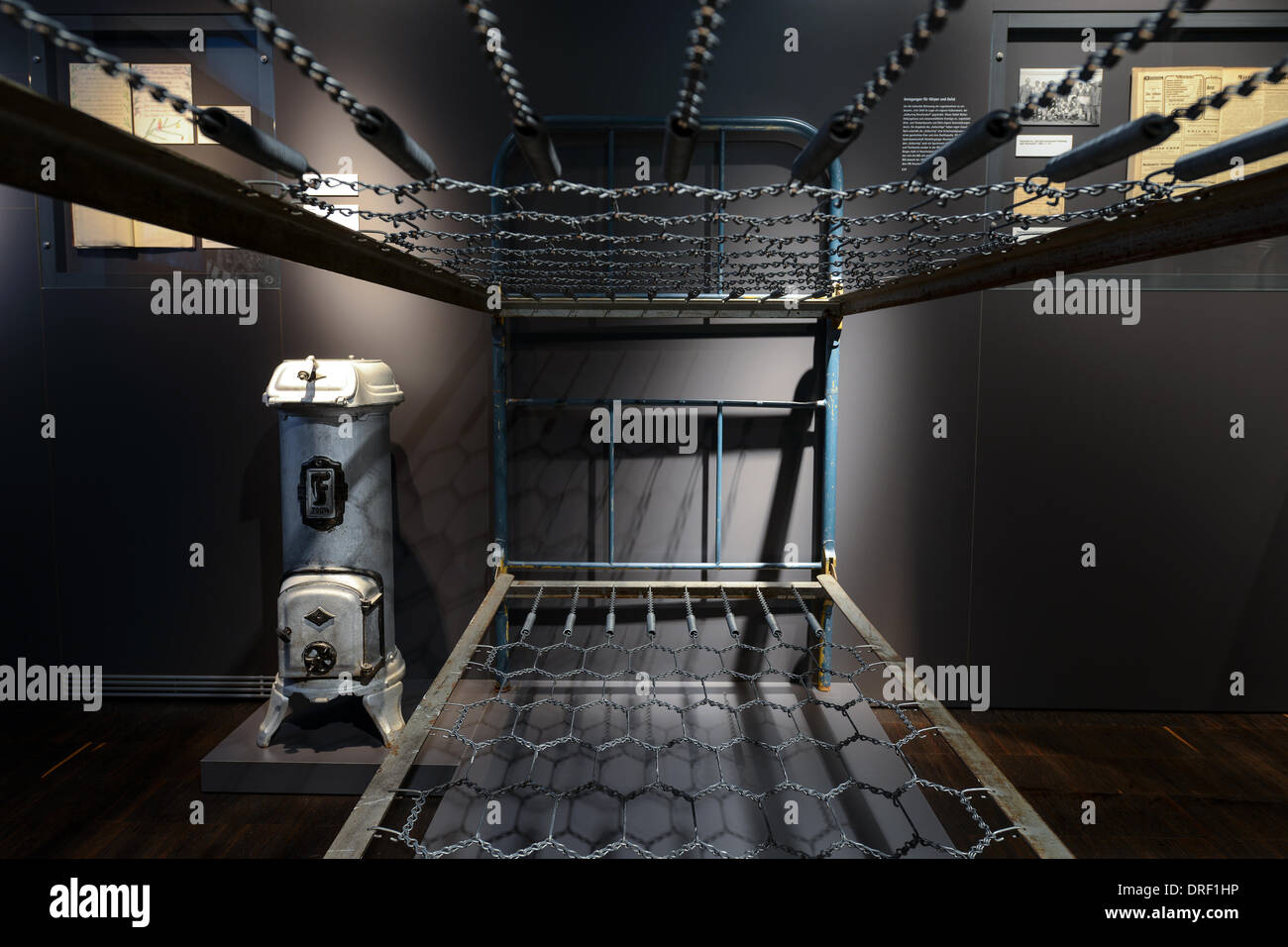 Hof, Germany. 24th Jan, 2014. A bunk bed from the border transit camp ...