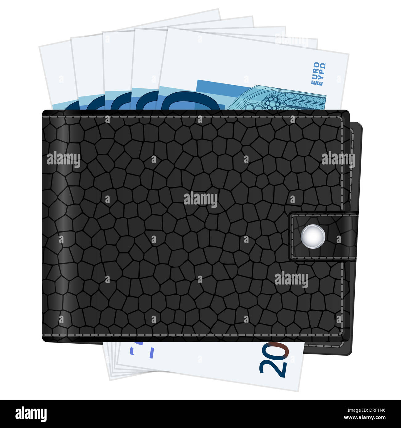 Wallet with twenty euro banknotes on a white background. Vector ...