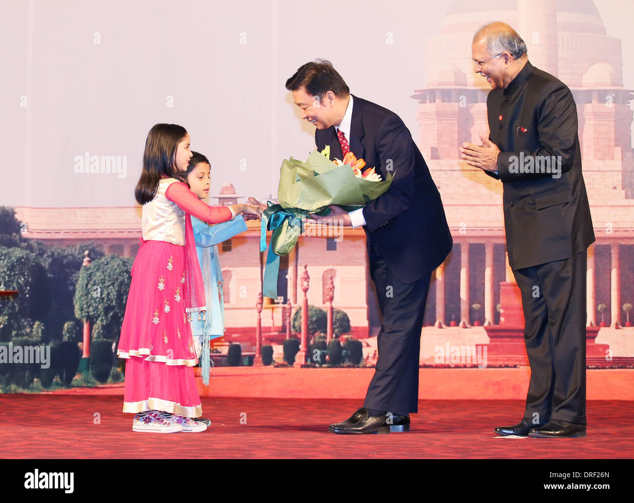 Beijing, China. 24th Jan, 2014. Chinese Vice President Li Yuanchao (C ...