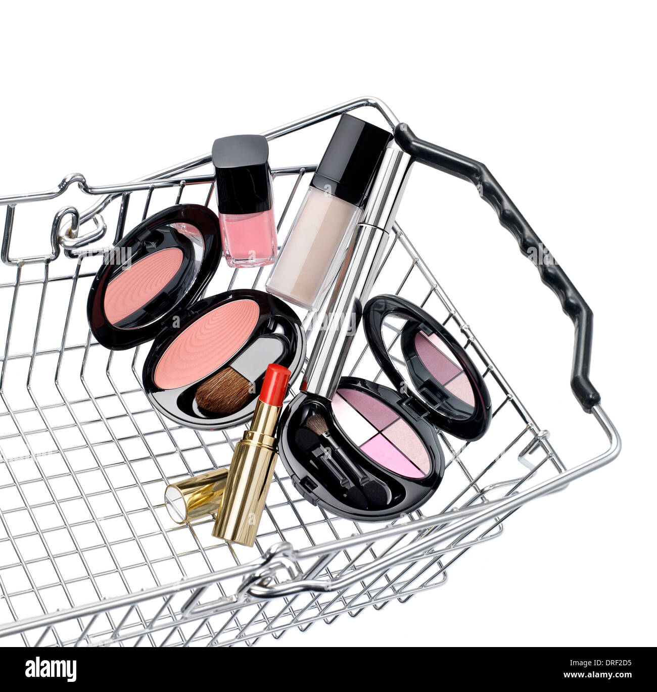 Shopping basket with a make up set Stock Photo - Alamy