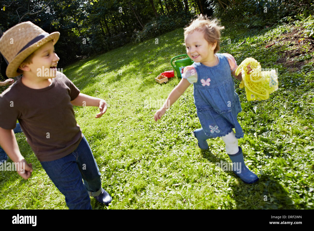 Children Playing In Garden, Munich, Bavaria, Germany Stock Photo - Alamy