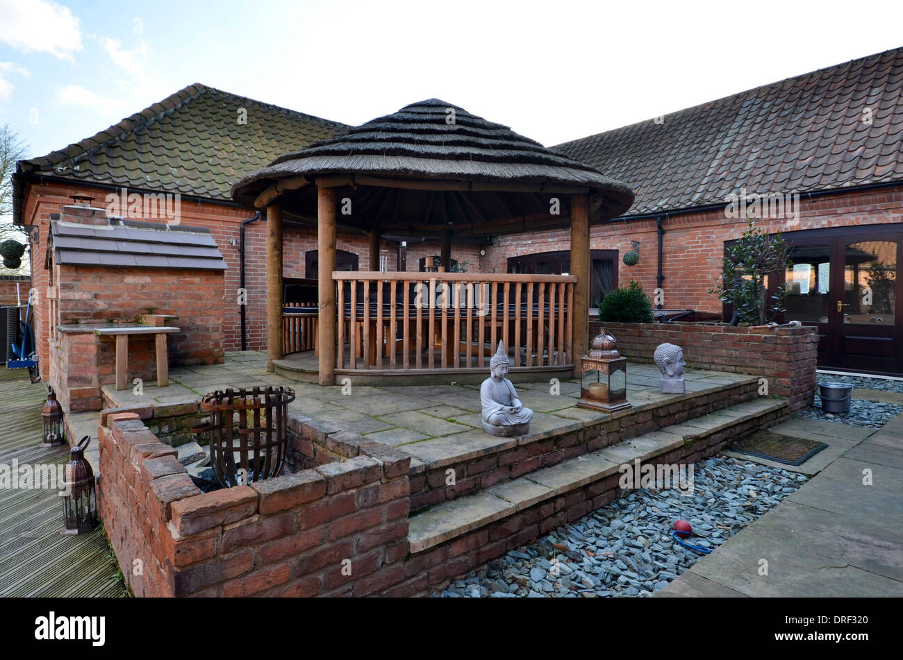 Courtyard summer house pagoda pergola Stock Photo - Alamy