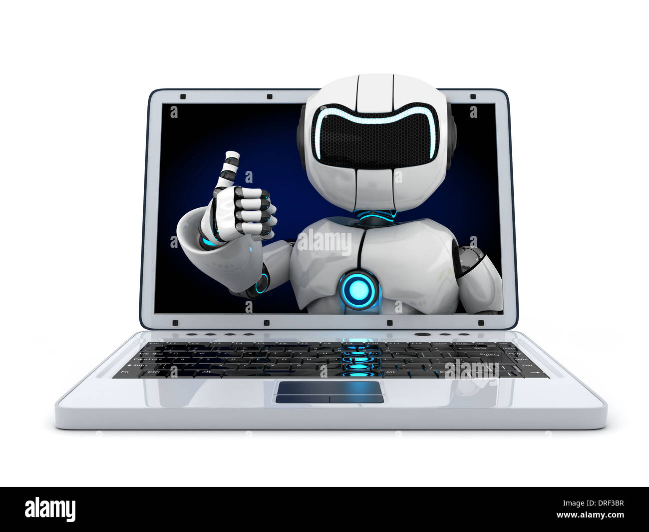 Laptop and robot in screen (done in 3d Stock Photo - Alamy
