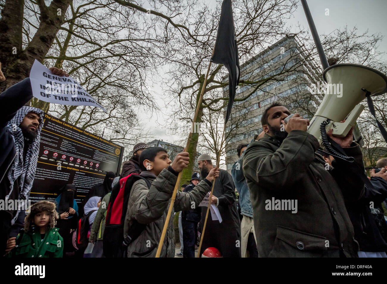 Radical Islamists protest outside Regents Park Mosque in London Stock ...