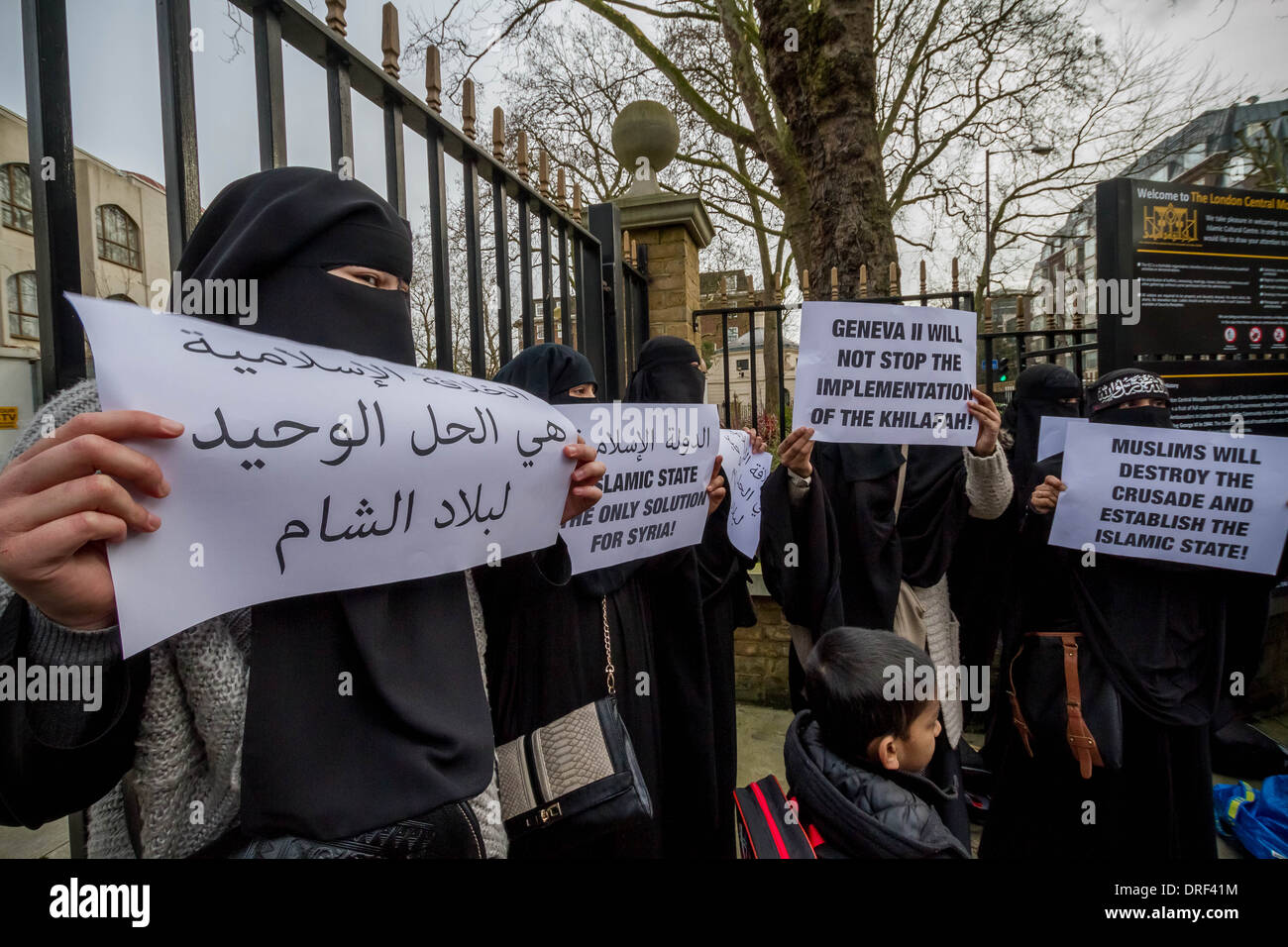 Radical Islamists protest outside Regents Park Mosque in London Stock ...