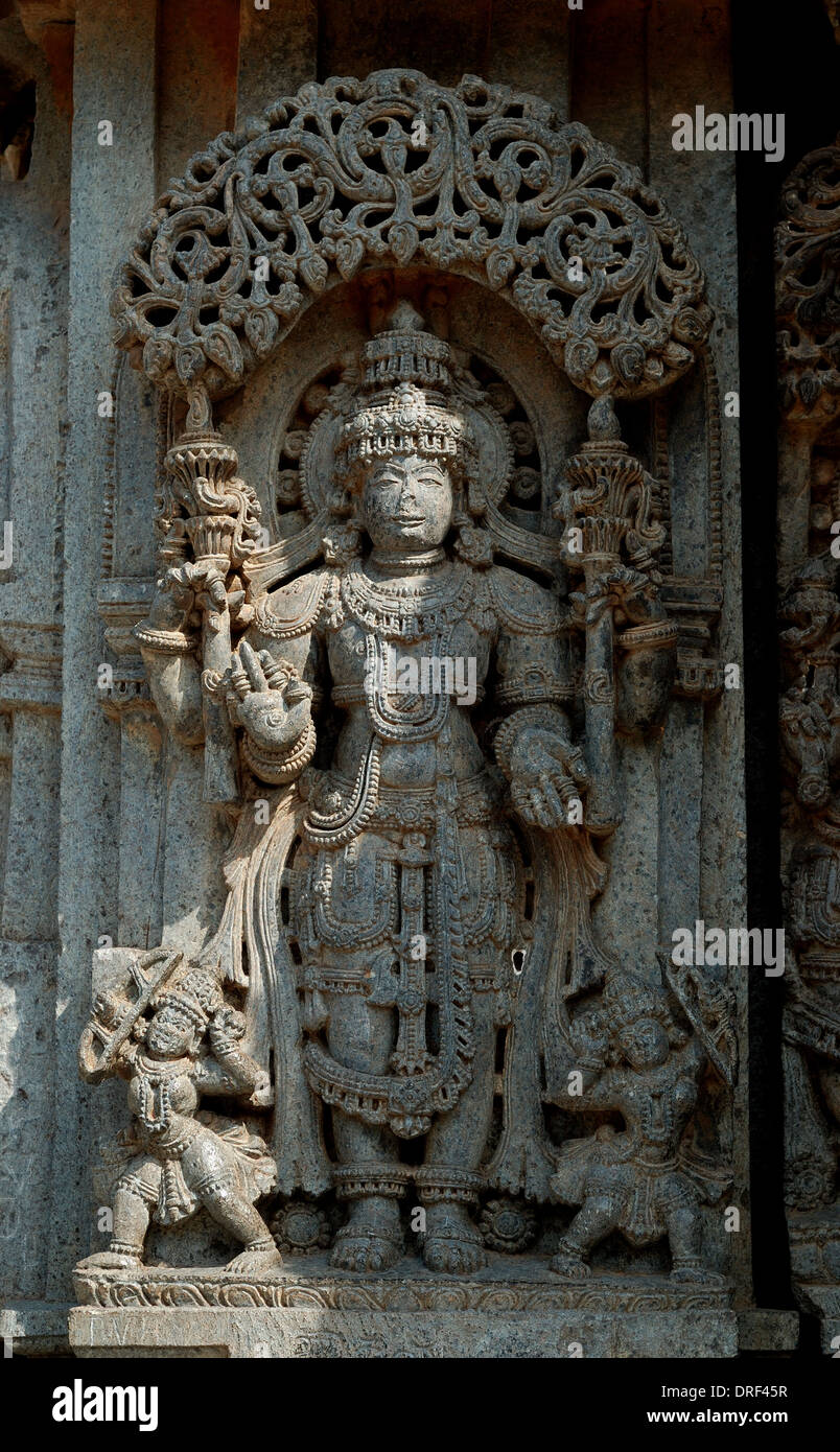 stone carving of a hindu god from somnathpur,karnataka,india.This is a ...