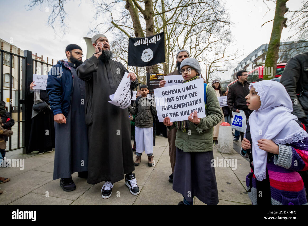 Radical Islamists protest outside Regents Park Mosque in London Stock ...