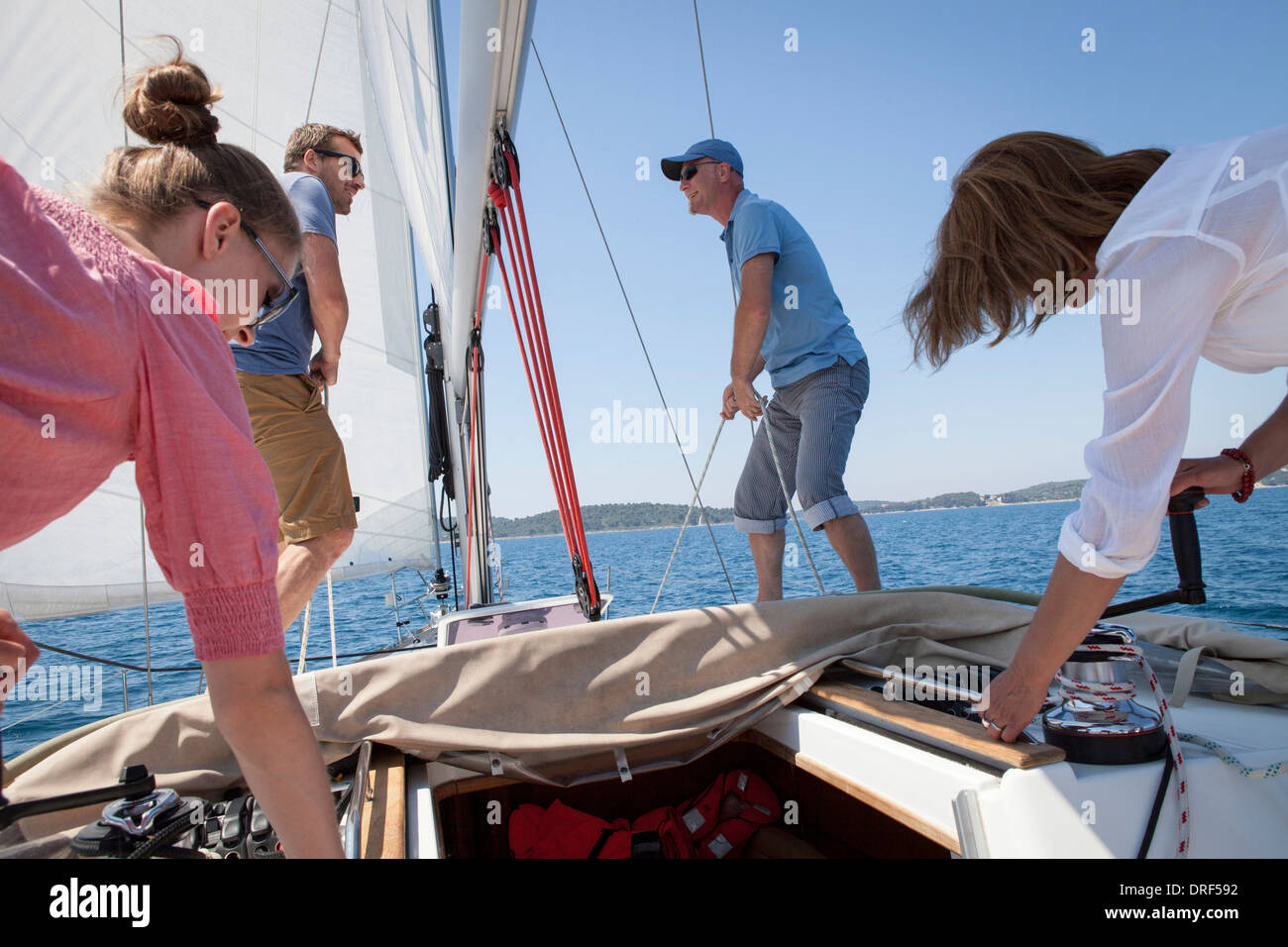 Two couples sailing together, Adriatic Sea, Croatia Stock Photo - Alamy