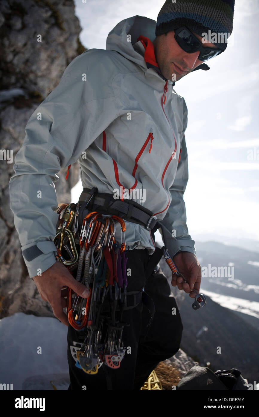 Alpinist man top mountain hi-res stock photography and images - Alamy