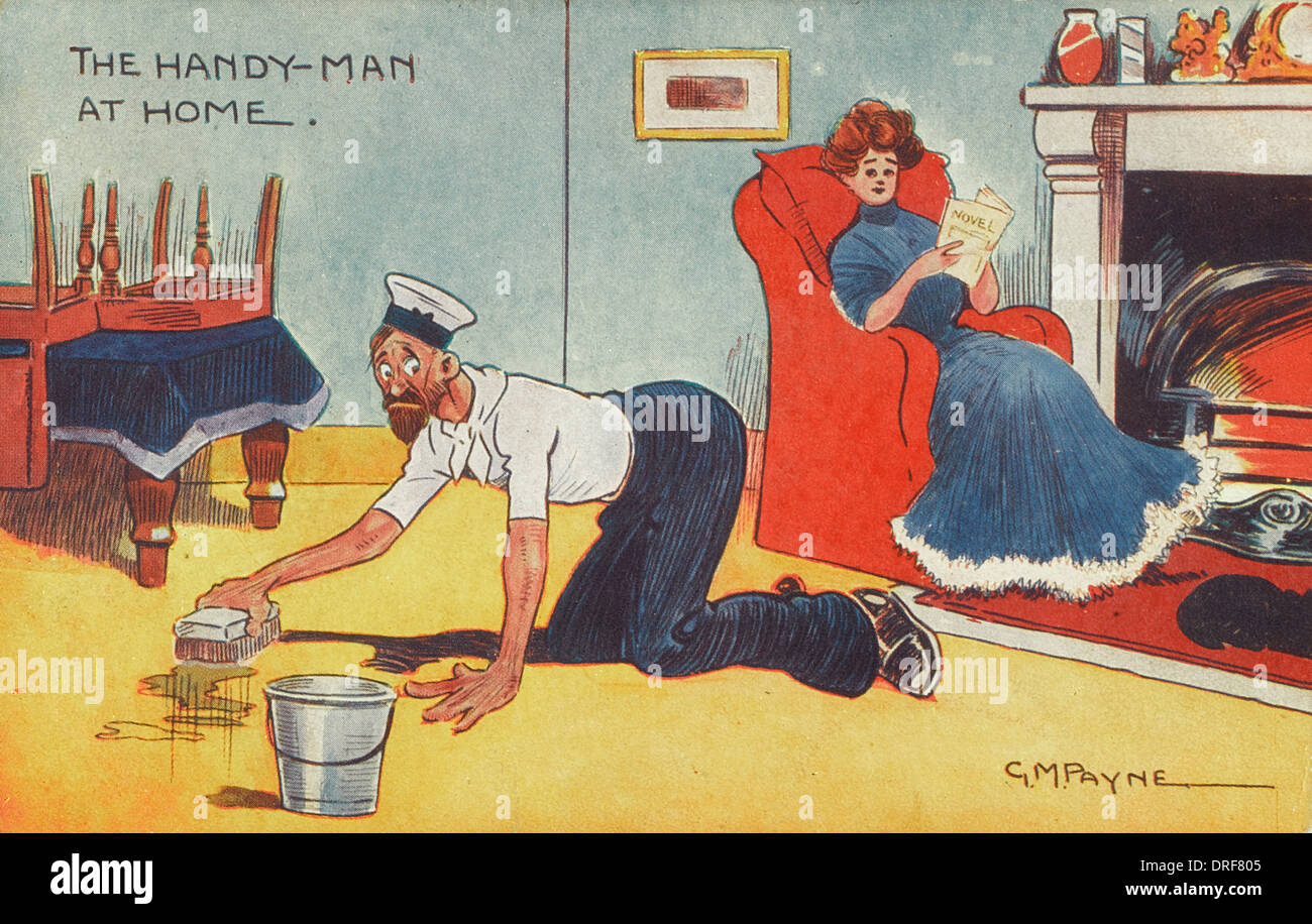 Emancipated Woman - Husband doing chores Stock Photo - Alamy