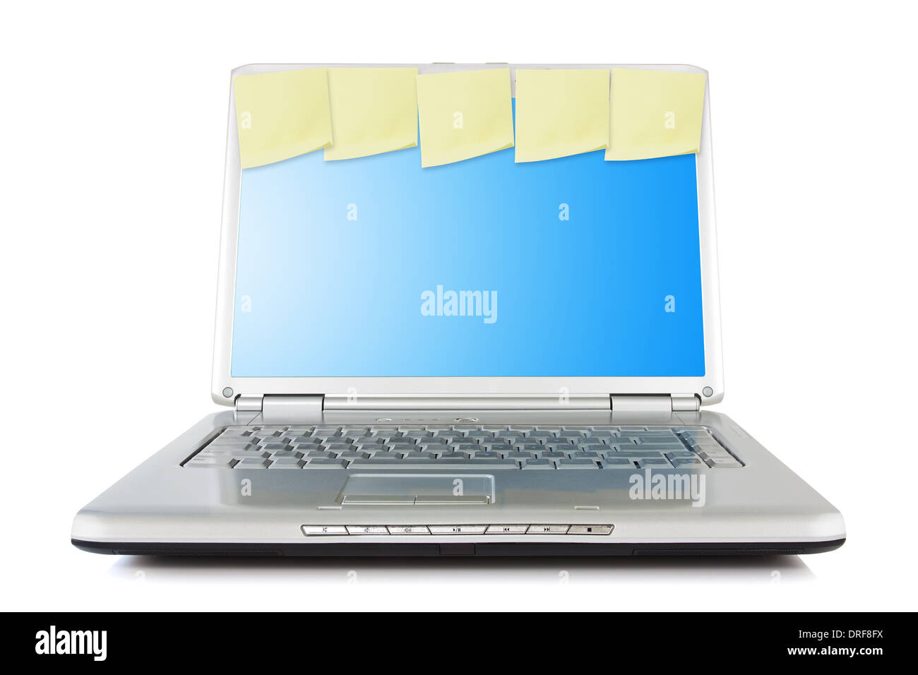 Netbook with reminder notes, isolated on white background Stock Photo ...