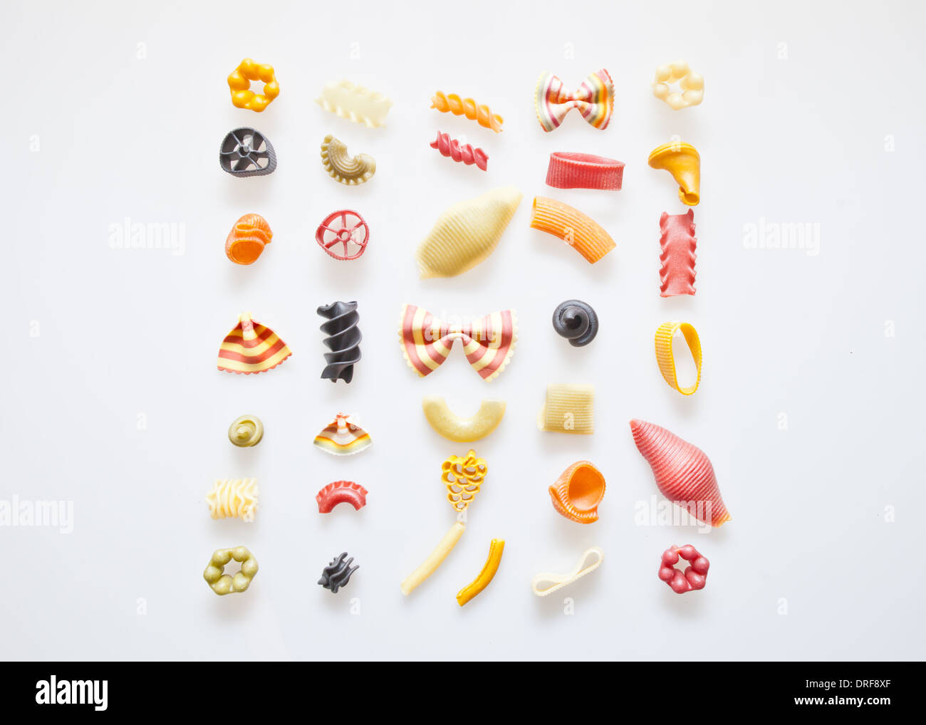 Colourful pasta mix isolated on white background Stock Photo - Alamy