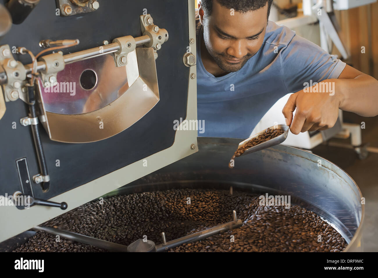 New York state USA coffee bean processing shed heating and roasting ...