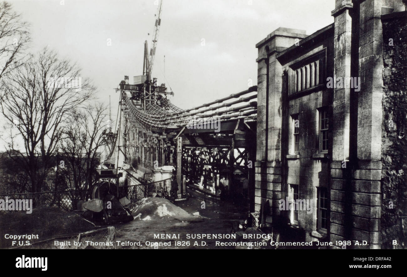 Re-building Menai Suspension Bridge Stock Photo - Alamy