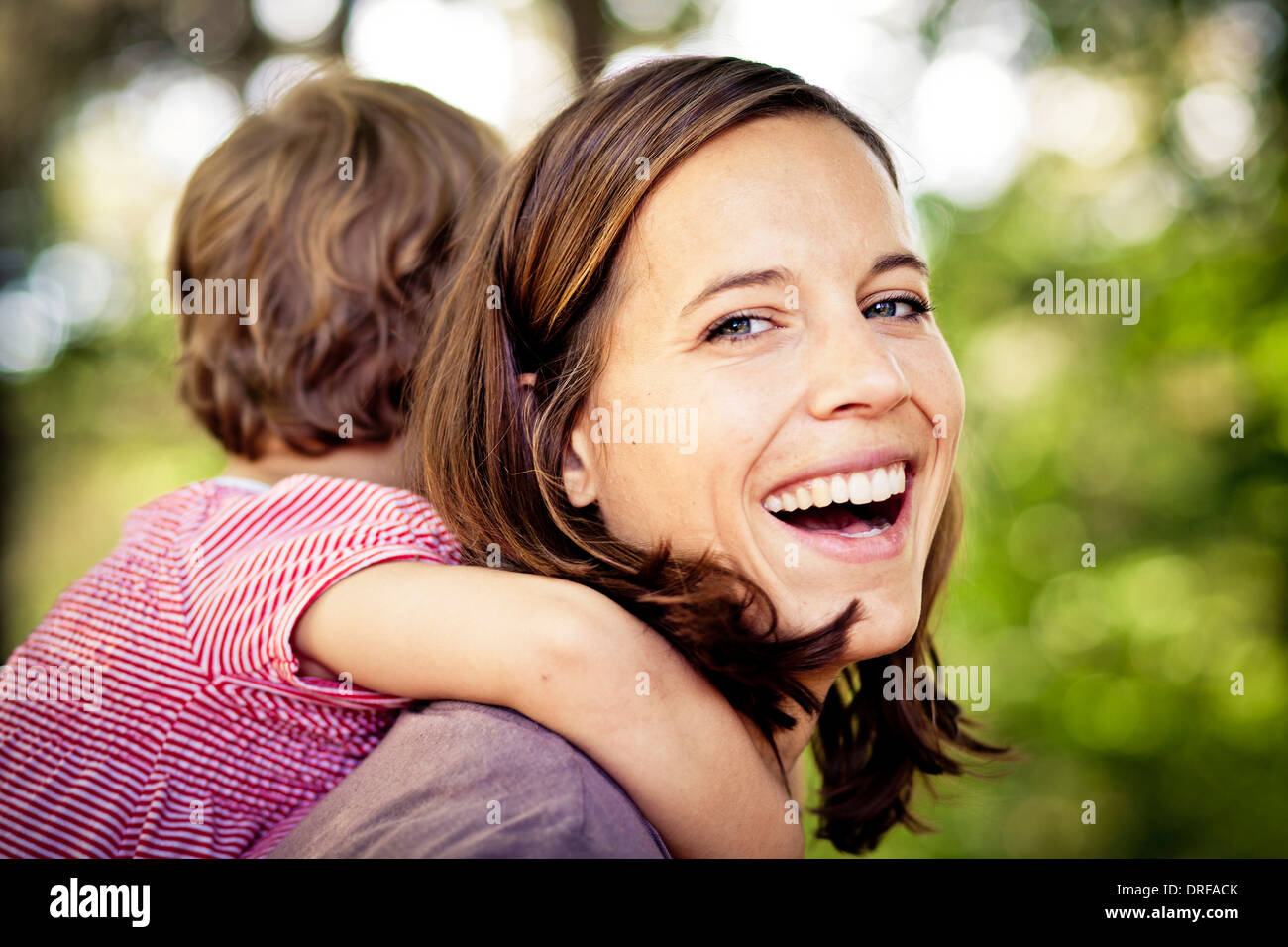 Mother and daughter in forest, having fun, Bavaria, Germany Stock Photo ...