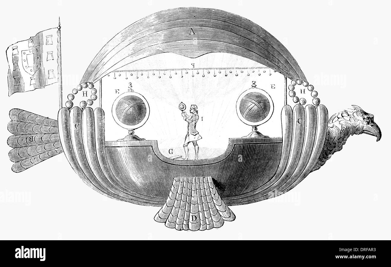A drawing of the boat for ascending into the air, invented 1709, by ...
