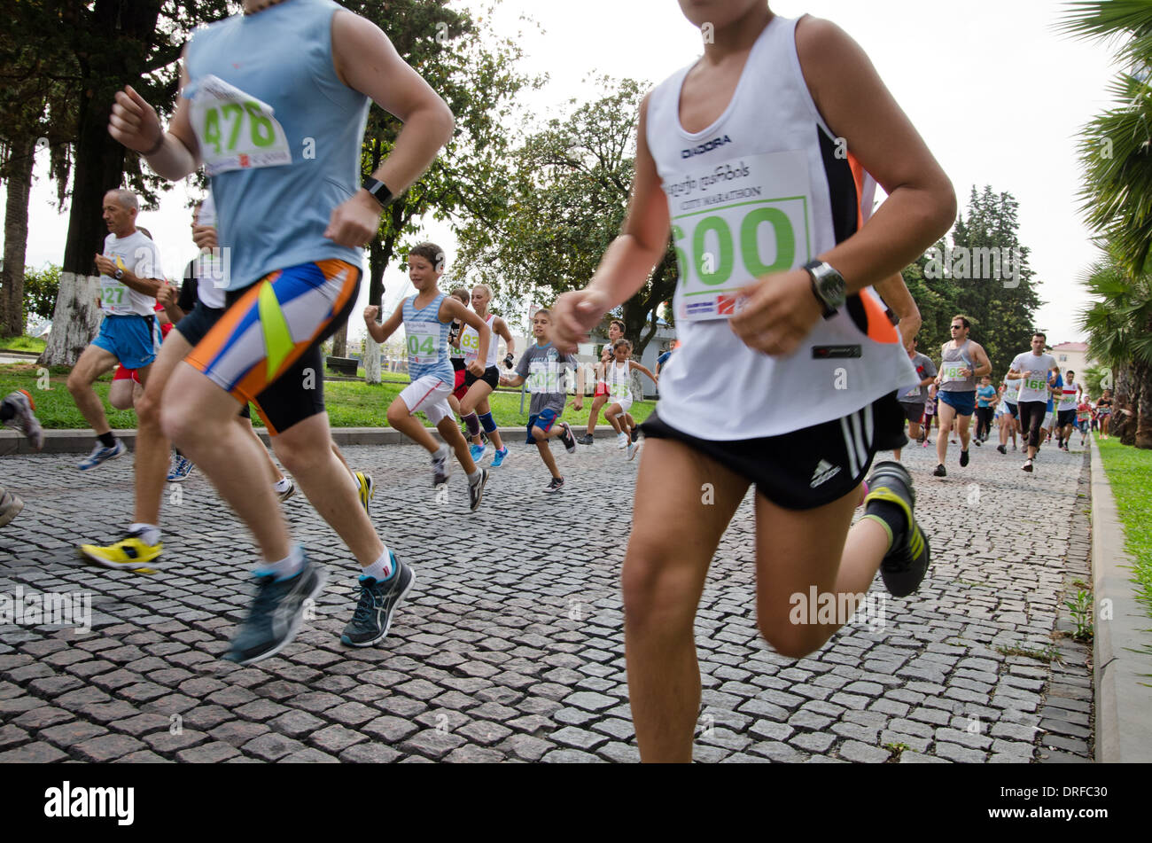Athletes run marathon in Batumi, Georgia Stock Photo - Alamy