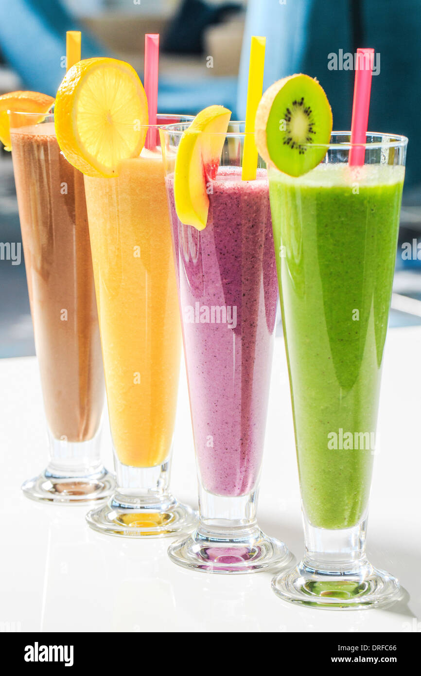 Fruit Smothies Against White Background Stock Photo - Alamy