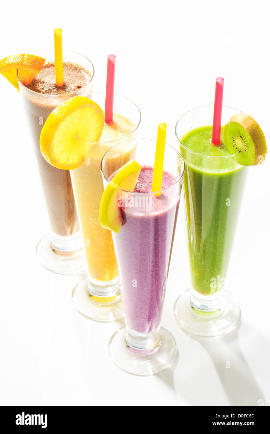 Fruit Smothies Against White Background Stock Photo - Alamy