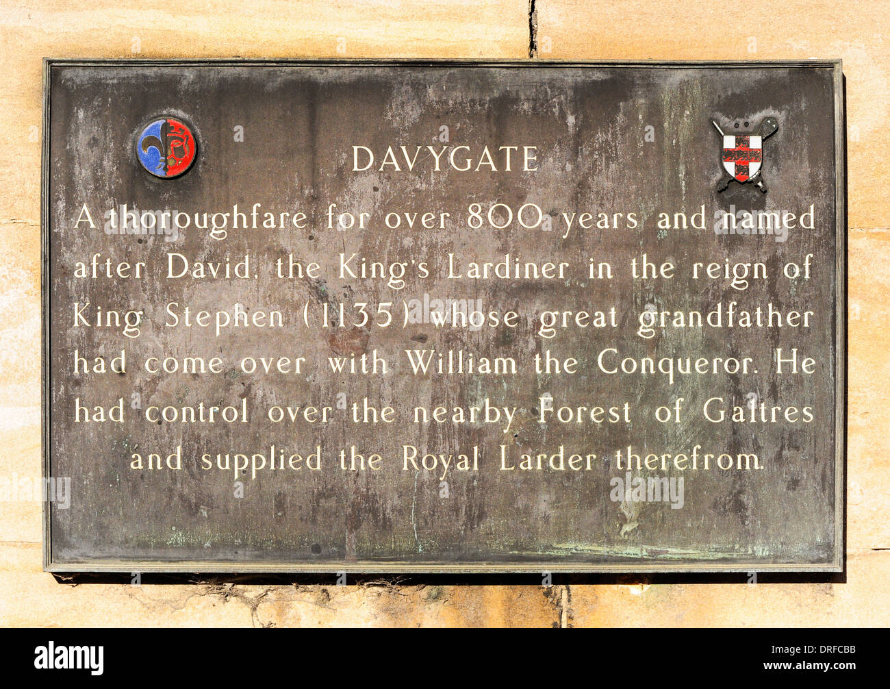 A sign describing Davygate in York, UK Stock Photo - Alamy
