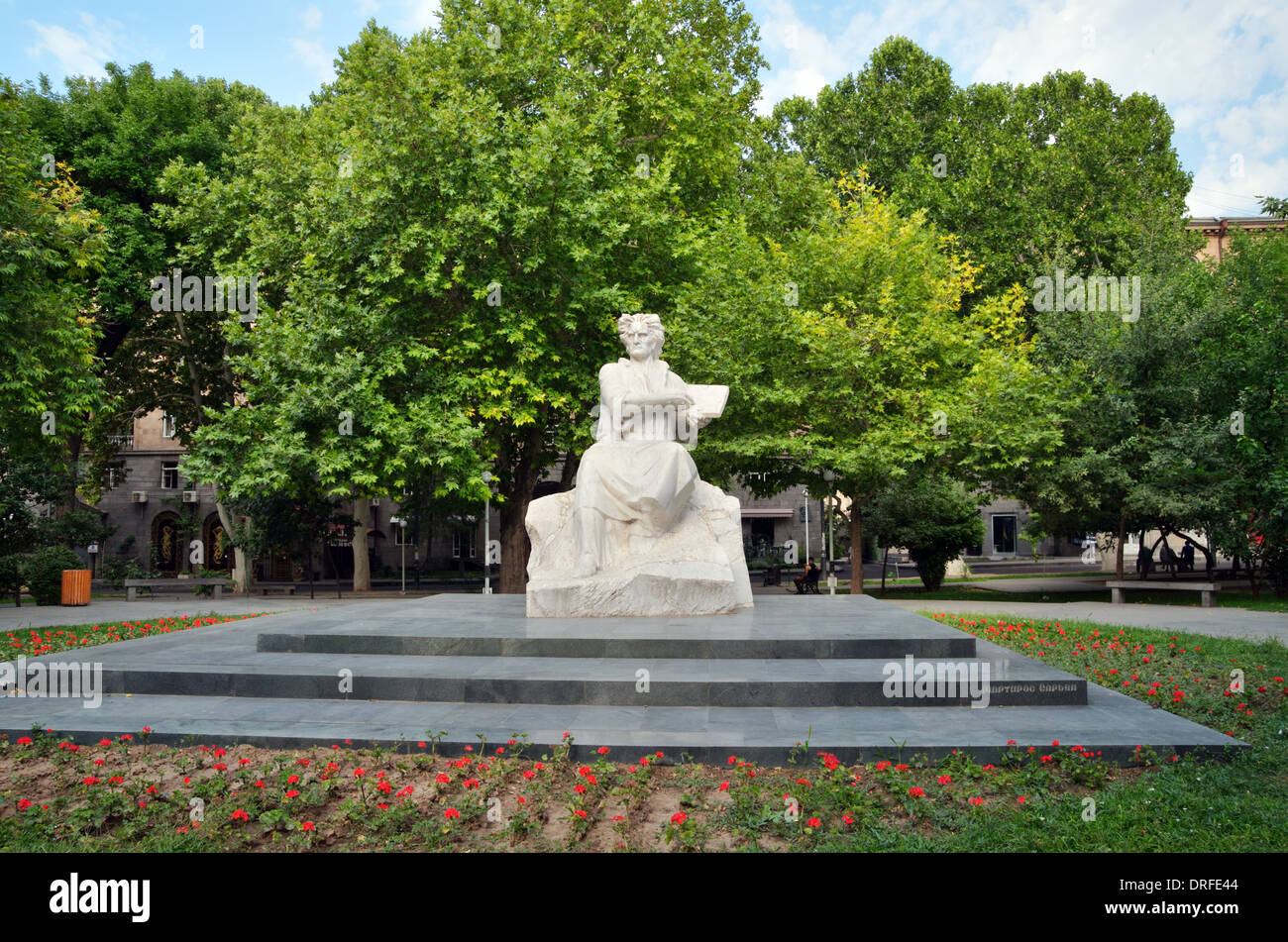 City park with statue of Martiros Saryan, Armenian painter, Yerevan ...