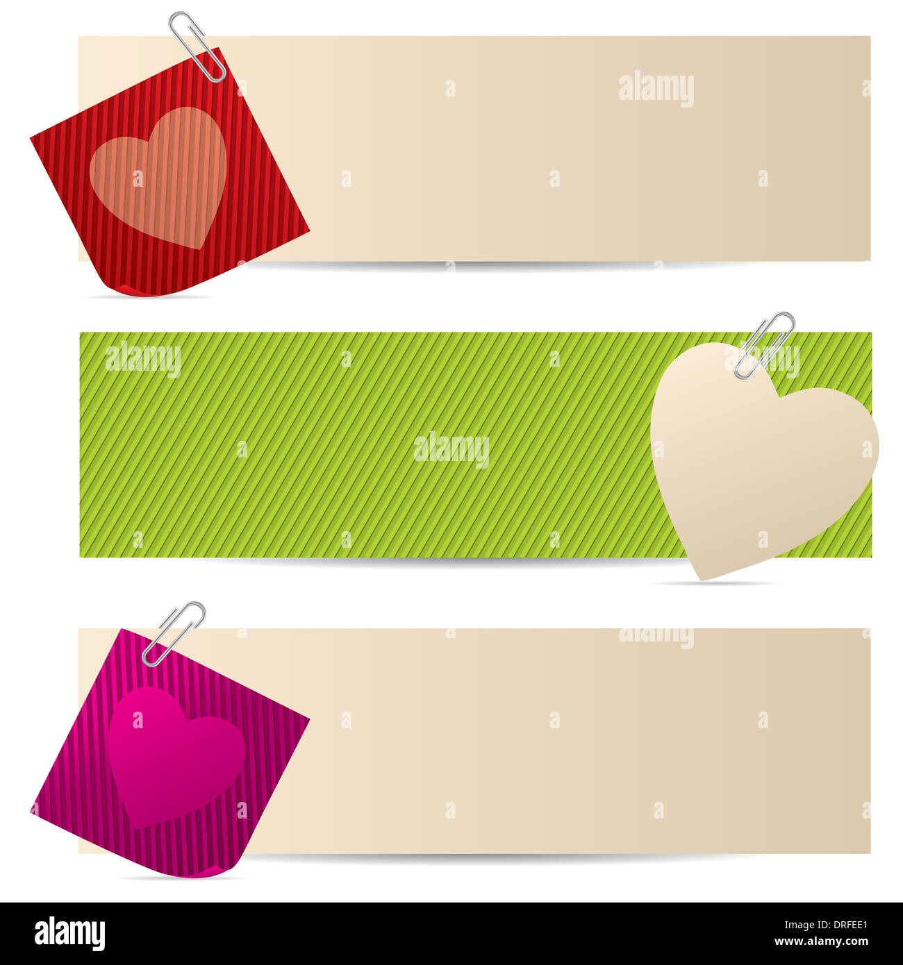 Valentine theme banners with heart shapes and symbols Stock Photo - Alamy