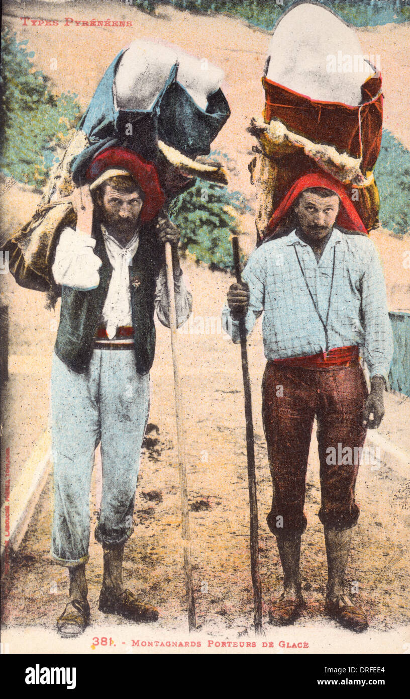 Pyrenean Mountain Men carrying ice Stock Photo - Alamy