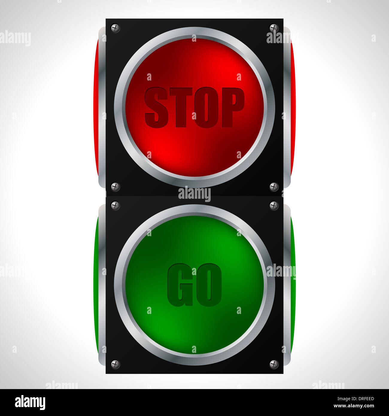 Stop and go traffic light on white Stock Photo - Alamy
