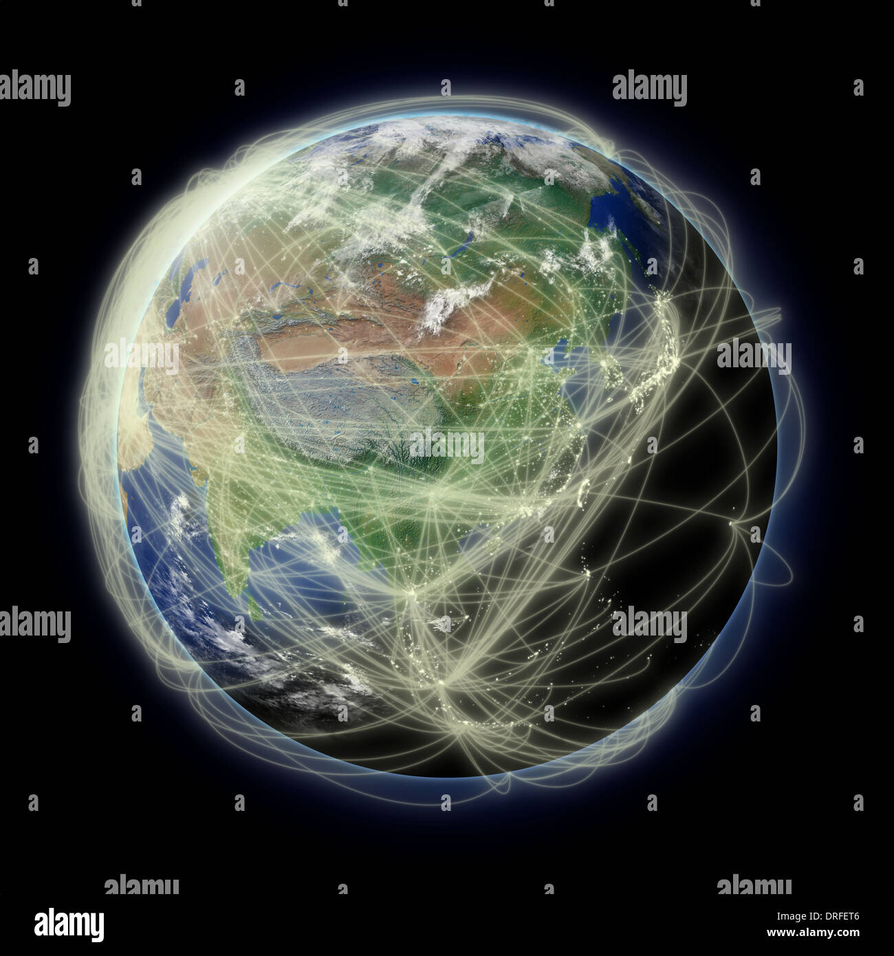 World map with flight paths globe hi-res stock photography and images ...