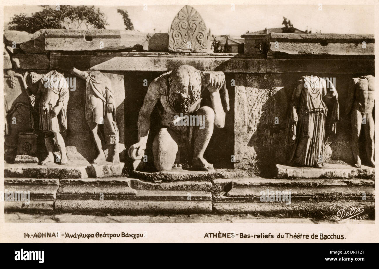 Bas-reliefs at the Theatre of Bacchus Stock Photo - Alamy