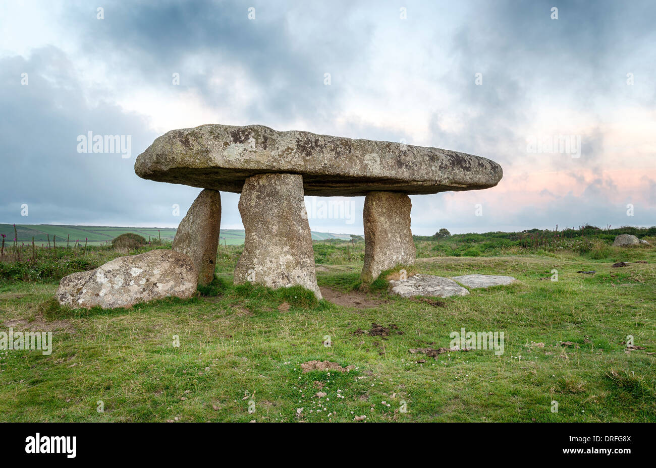 Lanyon Quoit a dolmen on moorland near Penzance in Cornwall Stock Photo ...